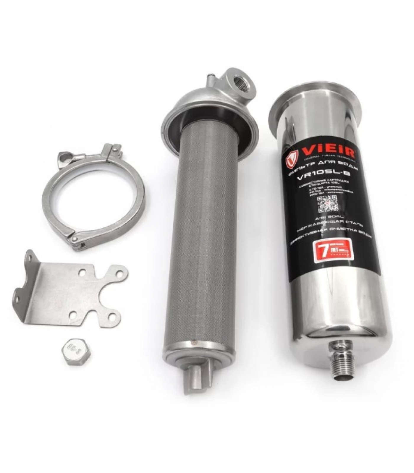 Фильтр магистральный нержавеющая сталь 10SL, 50 микрон, 1/2" Vieir купить в Ульяновске | Санрай