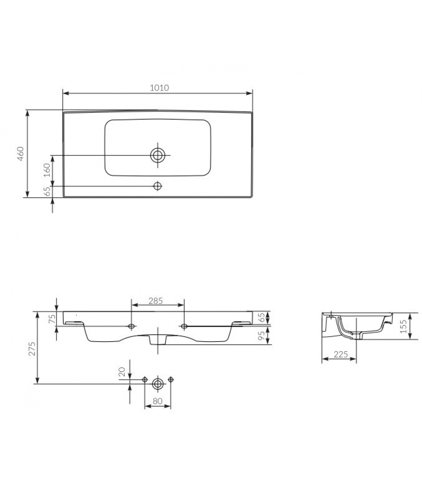 Раковина Cersanit Crea 100 накладная на тумбу купить недорого | Санрай